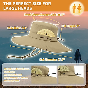 【XXL Oversize &Wide Brim】 Sun Hats for Men【UPF 50+ & Waterproof】 Fishing-Hat Boonie Bucket for Hiking Safari Beach Garden (Dark Gray, XXL)