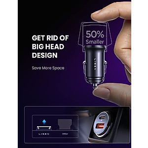 48W USB C Car Charger All Metal Fast USB Car Charger Adapter with 60W 3.3ft Nylon Braided Type C Cable LISEN Compact Cigarette Lighter USB Charger PD&QC3.0 Dual Port for Samsung S22/Pixel/Android/iPad