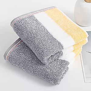 sense gnosis Yellow & Grey Striped Hand Towel Set of 2 Ultra Soft 100% Cotton Absorbent Decorative Hand Towels for Bathroom 13" X 29"
