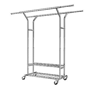 Heavy Duty Clothing Racks For Hanging Clothes, 600lbs Load Capacity Rolling Clothing Rack with Wheels, Double Rail Clothing Garment Racks, Adjustable Rack for Clothes