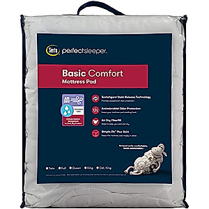 Serta Air Dry Basic Microfiber Fill Cooling Fitted Mattress Pad Cover, King, White