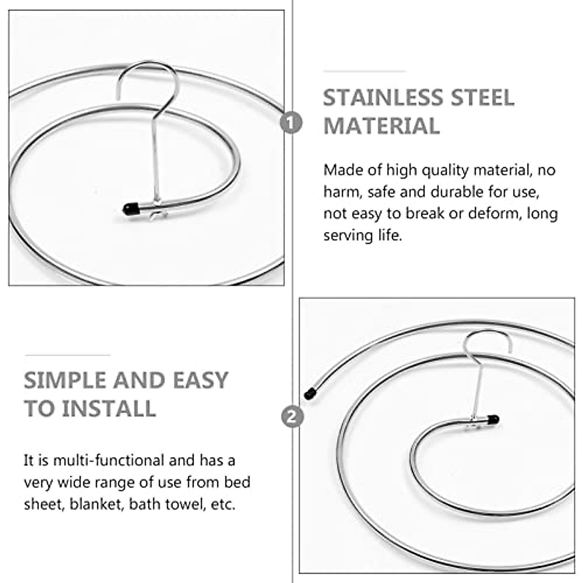 Cabilock Outdoor Rug 6Pcs Spiral Shaped Clothes Drying Rack Stainless Steel Laundry Hanger Quilt Blanket Hanger for Bed Sheet Blanket Coverlet Bath Towel Cord Organizer