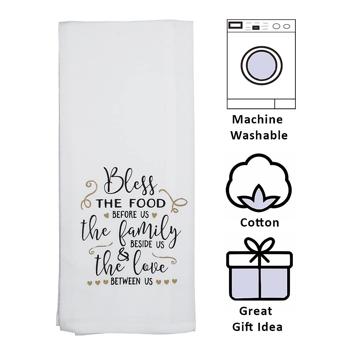 fillURbasket Cute Kitchen Towels Set, Fun Dish Towels with Sayings Faith, Blessed, Family, Love, Home & Dreams Theme, 5 Flour Sack Towels for Dish Drying Decor 16x28 Cotton