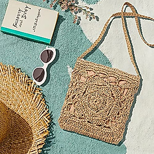 JOSEKO Straw Crossbody Bag Women Shoulder Bag Summer Beach Bag