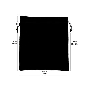 EFENDIZ Large Black Velvet Drawstring Pouch, Red Velvet Lining Inside,14.1 x 15.3 inches. Great Bag for Gifts, Makeup, Jewelry, Game Accessories, Organizing and Storage at Home or When Traveling