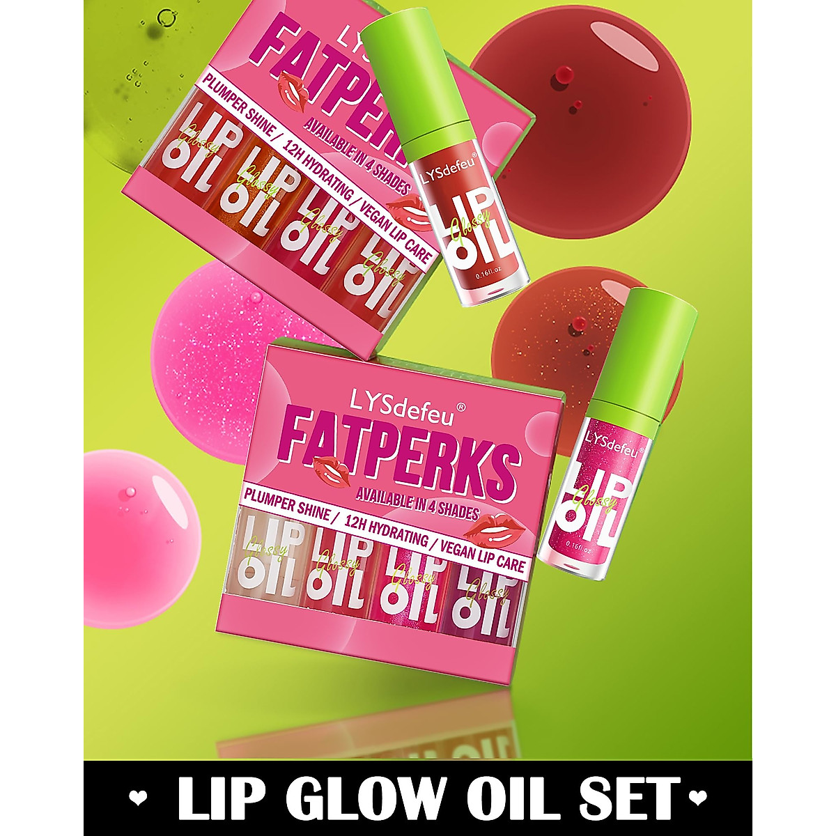 4 Colors Lip Oil Lip Glaze,Hydrating Tinted Plumping Lip Gloss,Fat Lip Oil Drip,Big Brush Head Clear Pink Shiny Glow Reviver Lip Care Oil,Long Lasting Non-sticky Transparent Lip Oil,Makeup Gift-SetA