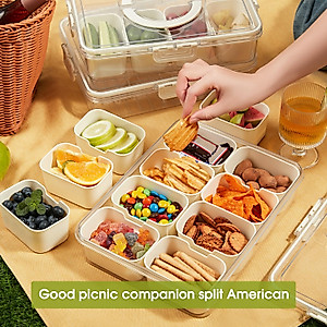 KATOCHUG Snackle Box Container Divided Serving Platters with Lid and Handle Divided Snackle Box for Portable Snack Box Container Tray Perfect for Candy Fruit and Treats