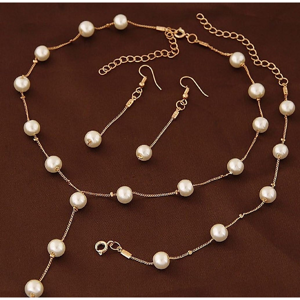 Faux Pearl Necklace Earring Bracelet Jewelry Set, Delicate and Classy Costume jewelry Favors