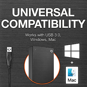 Seagate 5000GB One Touch 5TB External HHD Drive with Rescue Data Recovery Services, Black (STKC5000400)