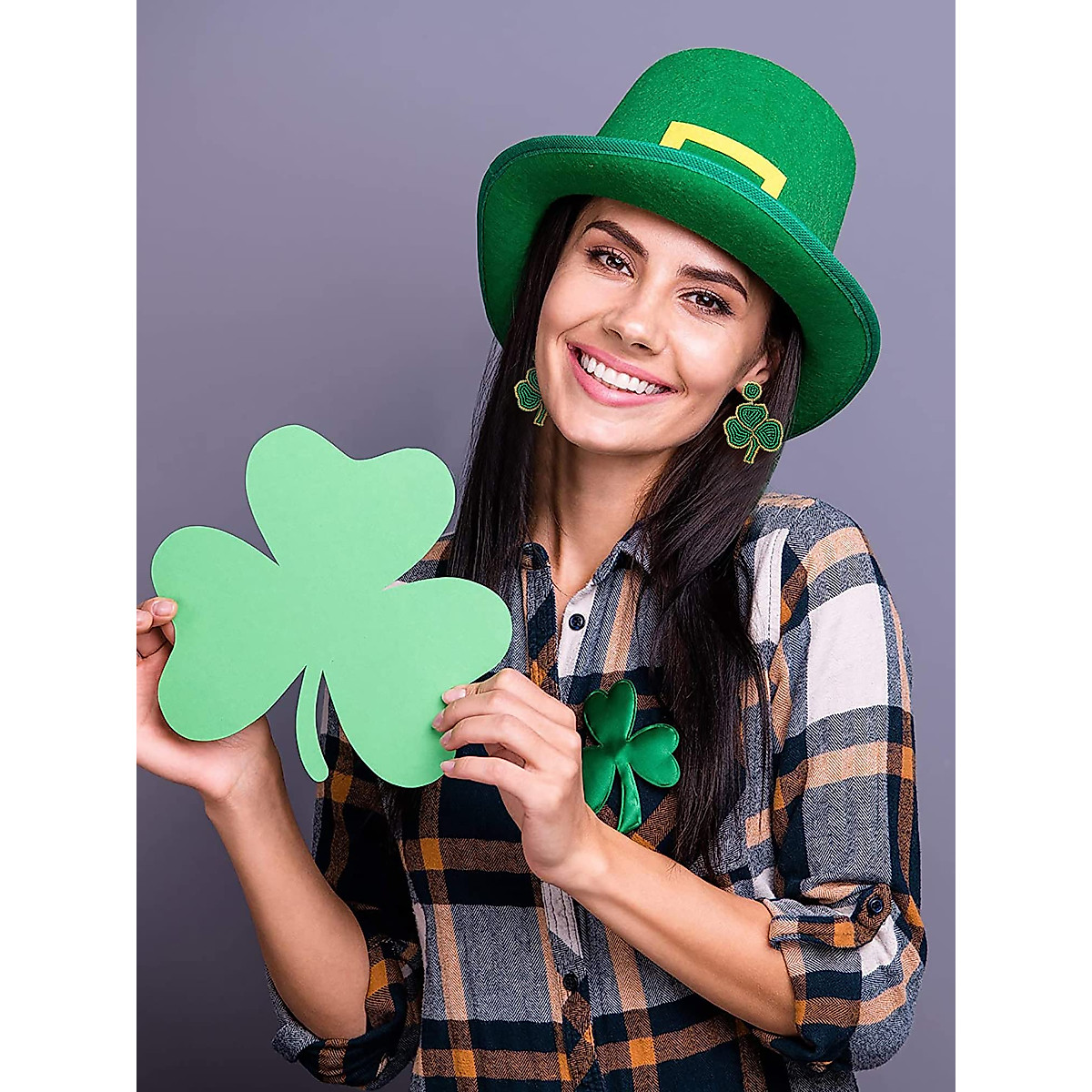 St Patricks Day Earrings Dangling Beaded Green Shamrock Earrings Handmade Lucky Clover Beer Glass Leprechaun Teardrop Drop Dangle Earrings Funny Irish Holiday Jewelry Gift for Women