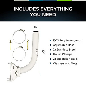 Bolton Technical 10” Inch J Pole Mount Accessory for Outside Antenna(Signal Booster Antenna, Yagi Antenna, Antenna Expansion kit, Dish, TV Antenna, Camera Pole, Weather Proof)