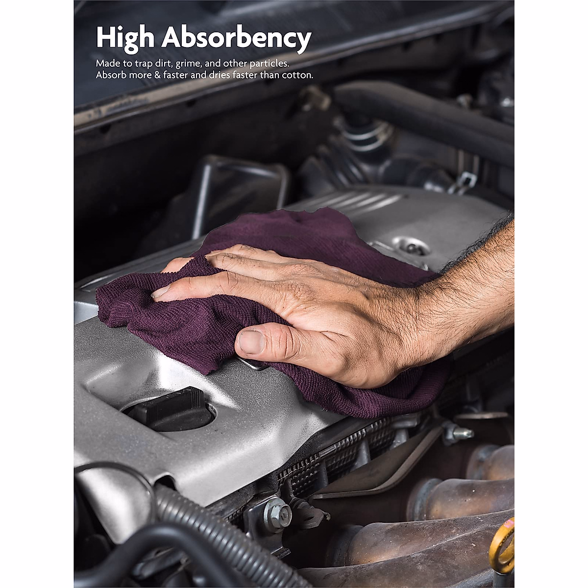 Fantasticlean Microfiber Cleaning Cloth Roll -75 Pack, Tear Away Microfiber Towels, 12" x 12", Reusable, Washable, Scratch Free, Ultra Absorbent Dish Rags for Car, Home, Garage or Shop (Dark Purple)