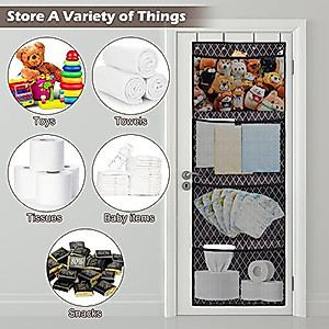 Stuffed Animal Net Over The Door Stuffed Animal Net Biupky 4 Mesh Pockets Hanging Stuffed Animal Storage Door with 4 Sturdy Hooks, Large Capacity Stuff Animal Organizer for Toy Plush Snacks (Rhombus)
