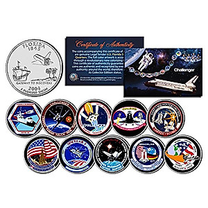 SPACE SHUTTLE CHALLENGER MISSIONS Colorized Florida Quarters US 10-Coin Set NASA