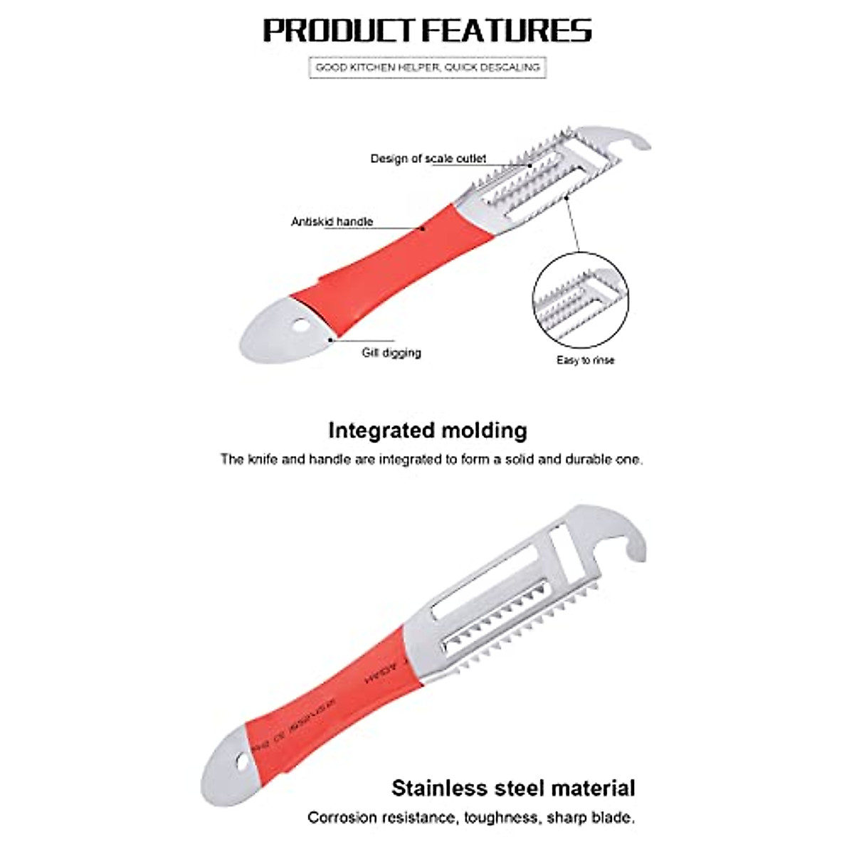 Fish Scaler Remover, Fish Scraper Fast Cleaning Fish Skin, Fish Scale Remover with Stainless Steel Sawtooth Easily Remove Fish Scales-Cleaning Brush Kitchen Descaler Tool