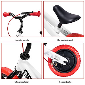 HAPTOO Balance Bike 12'' for 3-7 Years Old, Toddler Balance Bike with Adjustable Seat and Handlebar, Best Birthday Gift for Boys and Girls (White)