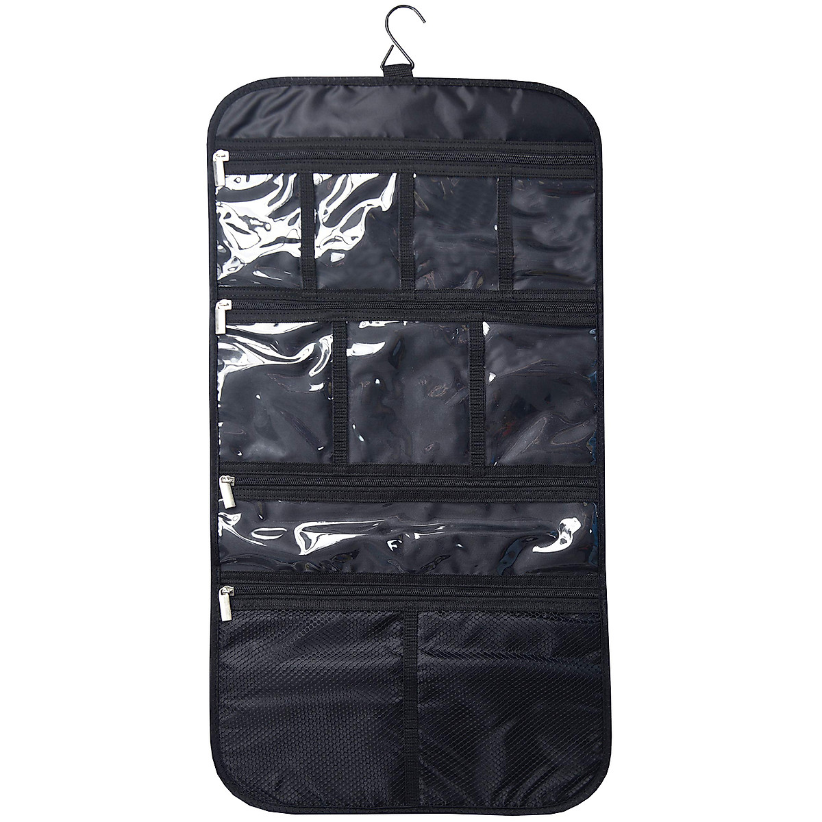 Freegrace Premium Hanging Toiletry Travel Bag - Cosmetic, Jewelry, Toiletry & Accessory Storage Organizer Bag, Large Size, Various Compartments (Black)