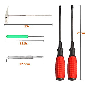 Ecloud Shop Piano Tuning Kit 16pcs Tuning Tool Set Professional Tuning Wrench Hammer Mute Tweezers Fork Screwdriver Belt Clip for Beginners and Professionals