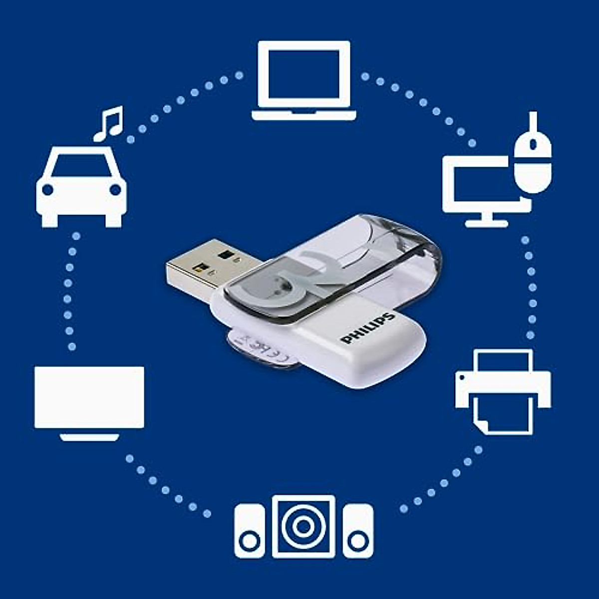 Philips FM32FD05B Vivid Edition 32GB USB Flash Drive - Grey/White