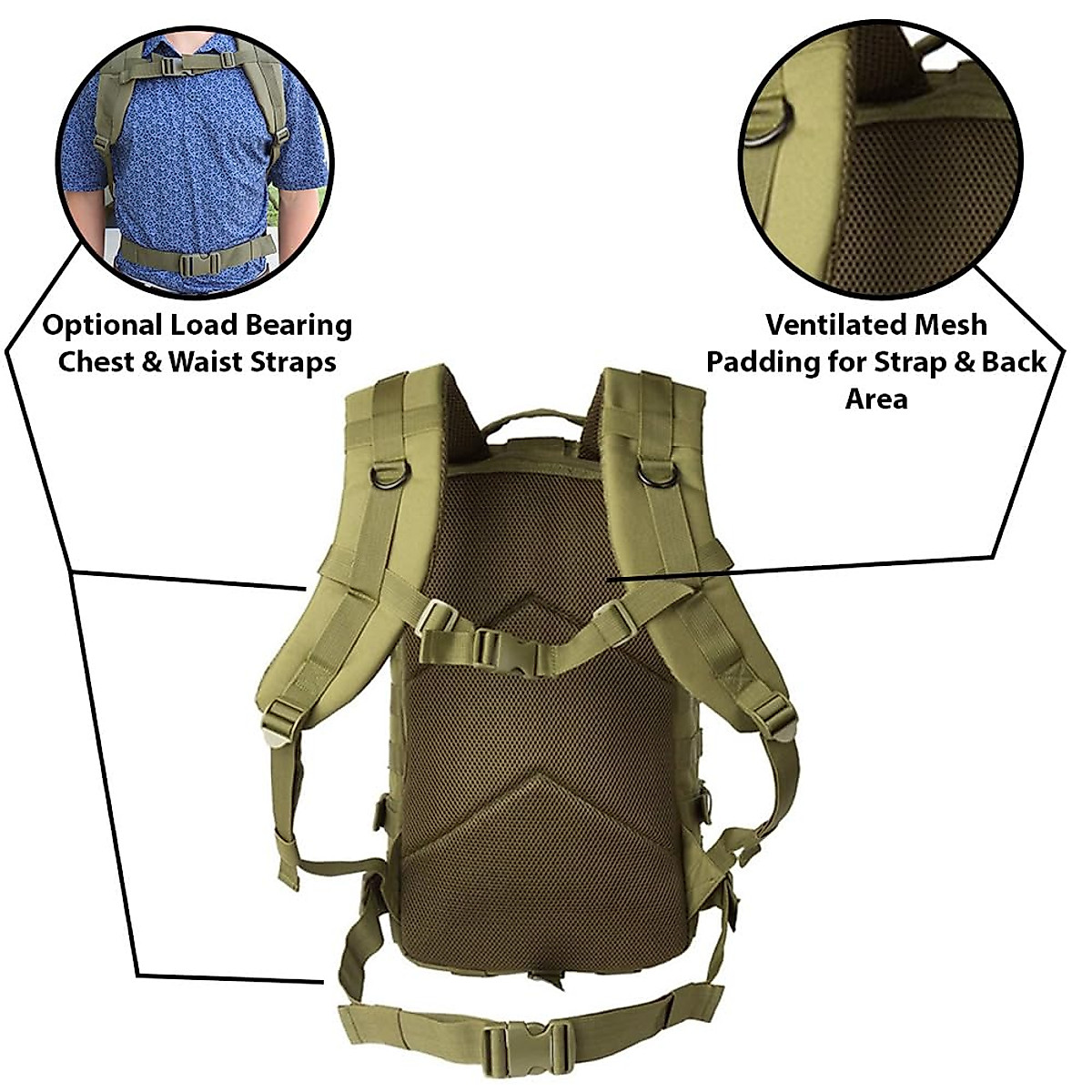 Exos Bravo Tactical Assault Backpack Rucksack (Olive Drab)