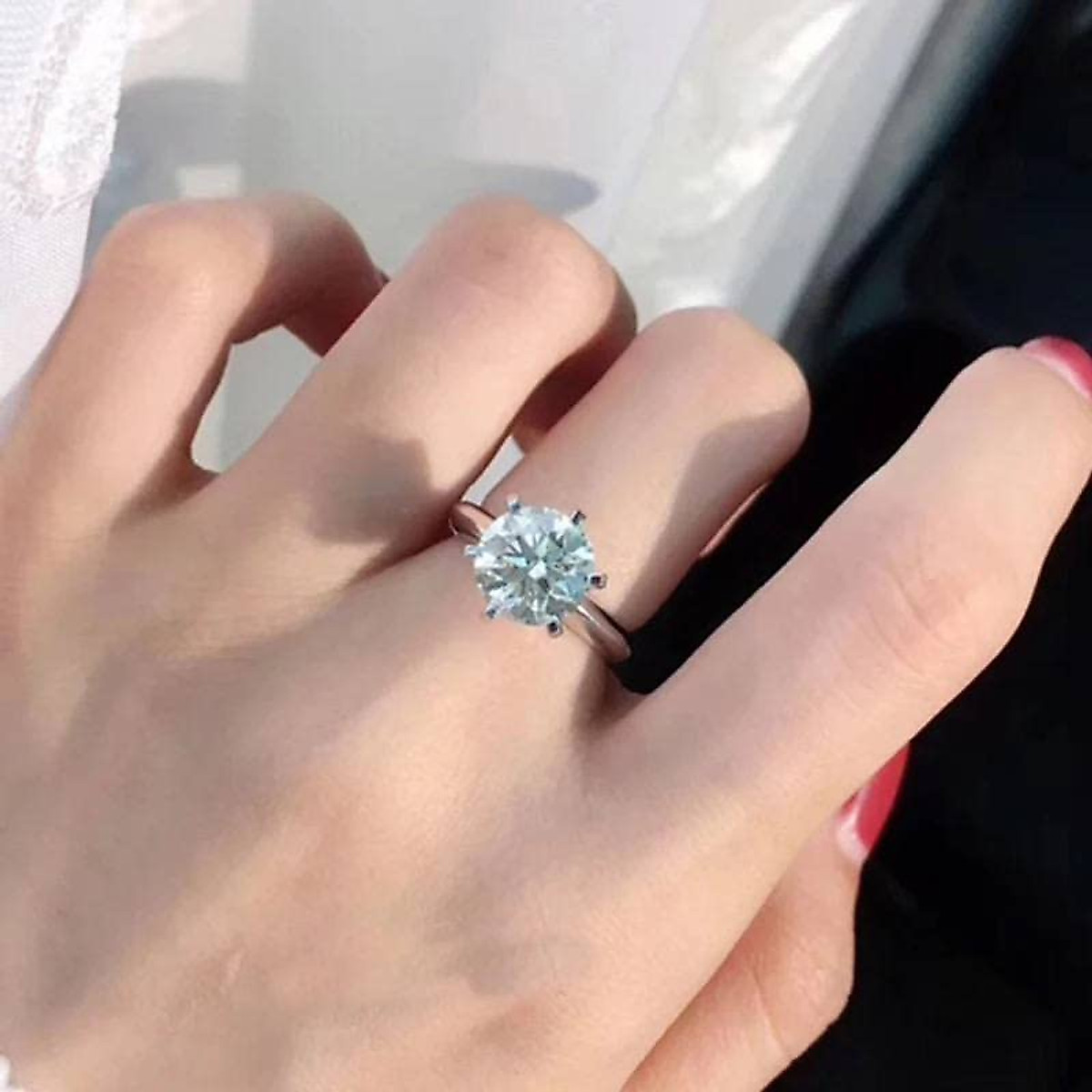 yajierui Wedding Ring 1.5 Carat Zircon Cz Engagement Ring Wedding Rings Women's Claw Rings 925 Sterling Silver Solitaire Ring