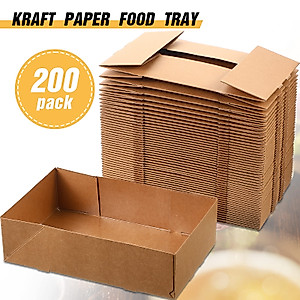 Potchen 200 Pcs Kraft Food Trays 4 Corner Pop up Food Tray Disposable Foldable Cardboard Trays Movie Night Snack Trays Party Container Box for Holding Food Drink at Stadiums or Theaters
