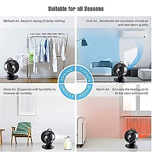 Kapoo Table Fan Air Circulator with Remote, Blade 8", 6 Speeds 4 Wind Modes, Horizontal Vertical Oscillating, Replace Floor Table Tower Fan b06, Black (GS-XXG037)