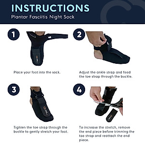 Copper Compression Plantar Fasciitis Night Sock. Soft Foot Stretching Boot for Foot Pain and Metatarsalgia. Recovery While You Rest and Sleep. Dorsal Support to Help Flex Your Right or Left Foot.