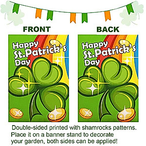 XIAXUE MLEN St. Patrick's Day Clovers Garden Flag Shamrocks Banner Holiday 12"x18" St. Patrick's Day Decorations