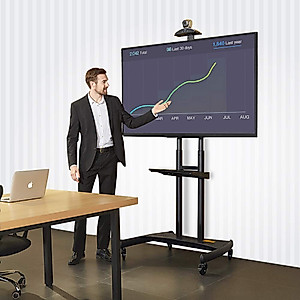 NB North Bayou Mobile TV Cart TV Stand with Wheels for 55" - 80" Inch LCD LED OLED Plasma Flat Panel Screens up to 200lbs AVA1800-70-1P (Black)