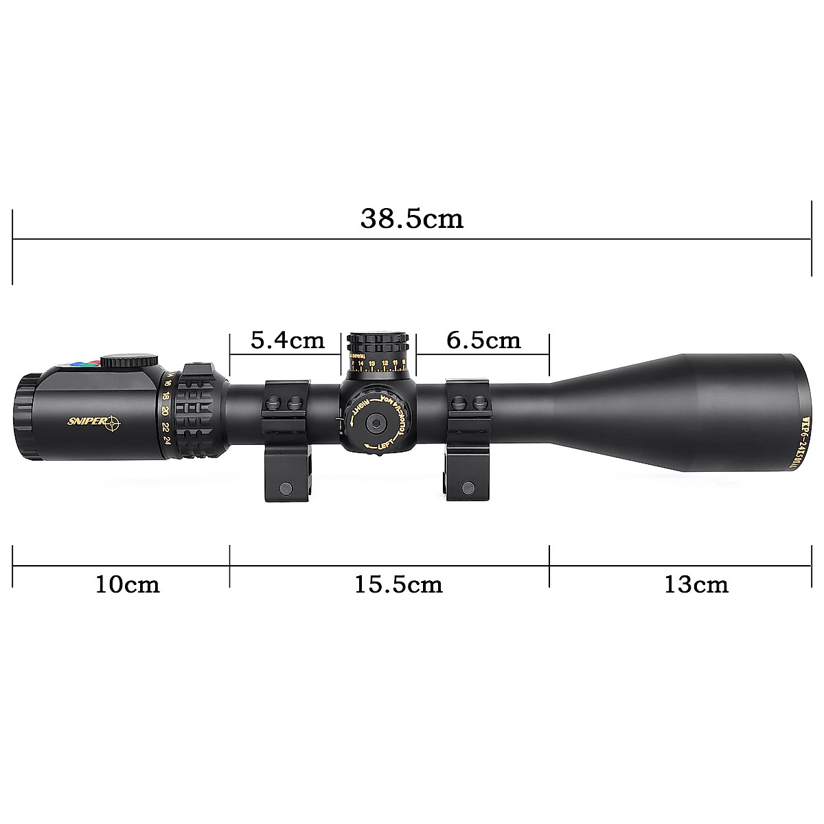 SNIPER WKP6-24x50SAL Hunting Rifle Scope Red, Green & Blue Illuminated Reticle/Fully Multi-Coated Lens/3" Sunshade