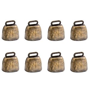 8 Pack Cow Horse Sheep Grazing Copper Bells, Small Metal Brass Bells, Loud Ringing Cowbell Noisemakers, Hanging Jingle Bell for Animal Pet Collar Doors Crafts Christmas Wedding Decor (Bronze)