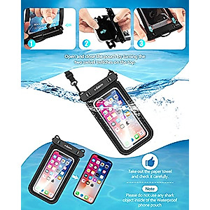 v-Golvin Waterproof Phone Pouch, 2 in 1 IPX8 Cellphone Dry Bag Waterproof Case for iPhone 14 13 12 11 Pro Max SE 2020 XS Max XR X 8 7 6s Plus S22 S10 S20 S21 Ultra Note 20/10 Up to 7 inches, Black