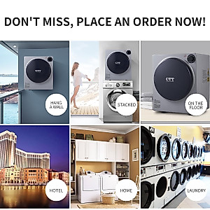 CTT Compact Dryer 2.0 cu.ft. Portable Clothes Dryers with Stainless Steel Liner Small Dryer Machine, Suitable for Apartments, Dorm, RVs, 110V Gray