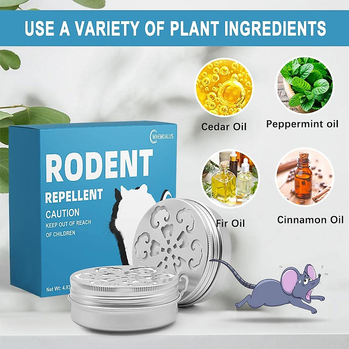 Rodent Repellent,Mouse Repellent Peppermint,Mice Repellent for House,Rat Repellent Outdoor/Indoor,Peppermint Oil to Repel Mice and Rats 2 Jars/Box