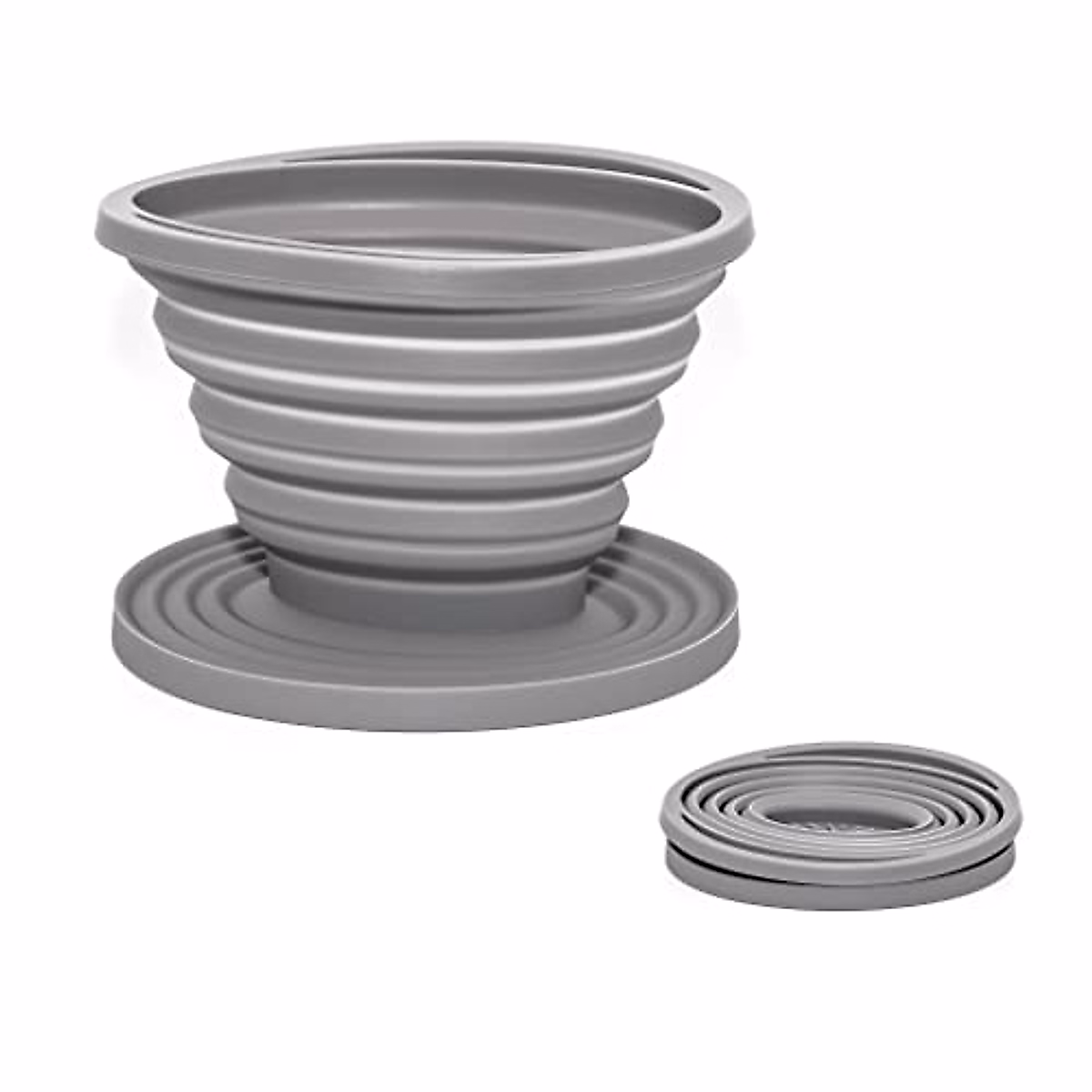 Pour Over Coffee Kit (Gray) Collapsible Pour Over Coffee Dripper and Set Of 3 Reusable Cotton Coffee Filters Perfect For Travel And Camping - Travel Ready Gear