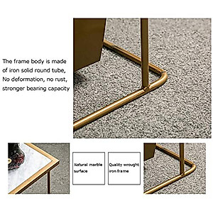 Articles for daily use Square Marble Coffee Table Side Table, Bedside Table with Storage Box, Metal Frame Marble Table Top, Industrial Style Small Coffee Table in Living Room and Bedroom