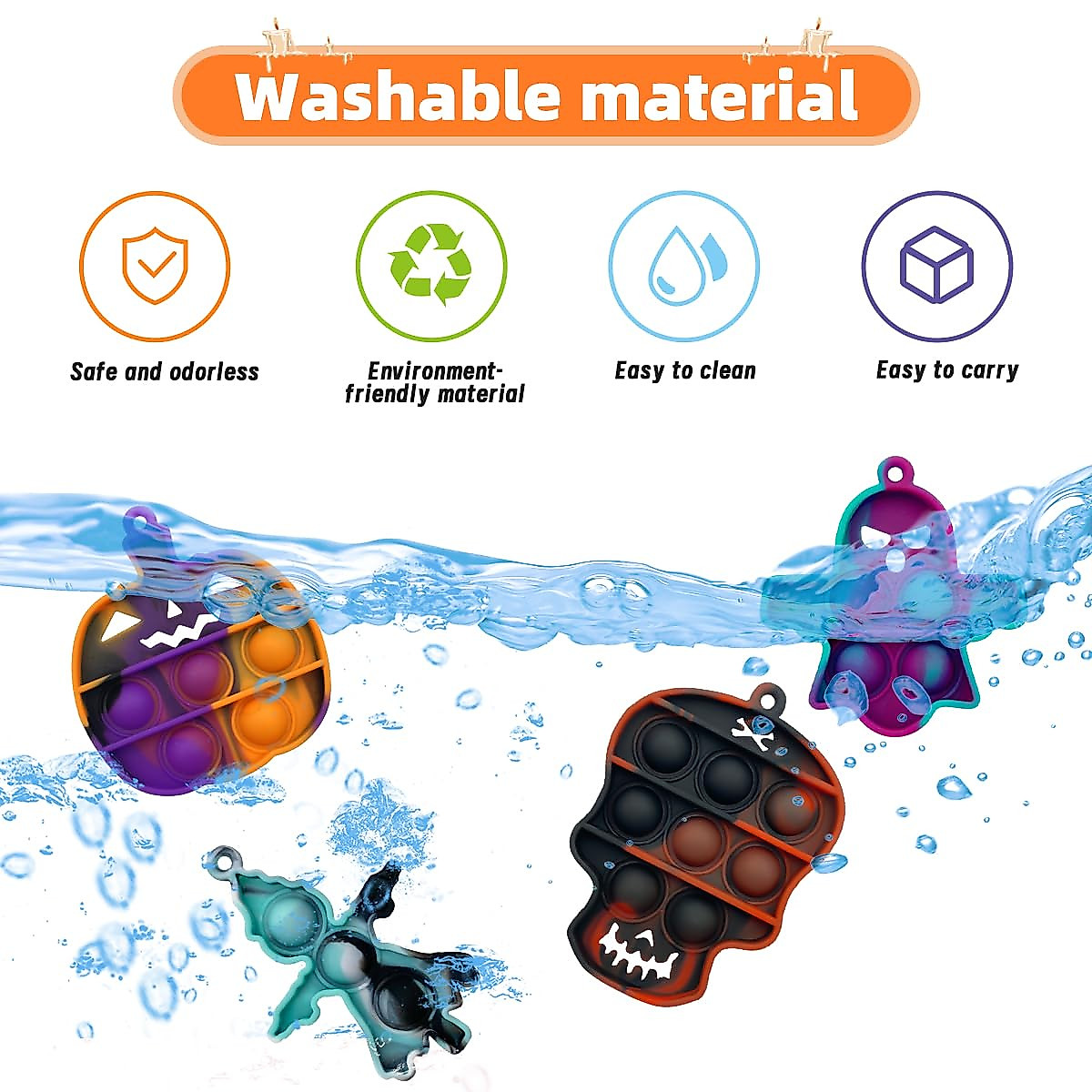 Halloween Party Favors for Kids Pop Fidget Toys Bulk It 30 Pack,Halloween Party Supplies Halloween Classroom Favors Mini Pop Keychain Its Halloween Prizes for Kids Bulk Halloween Toys Bulk Goodie Bag