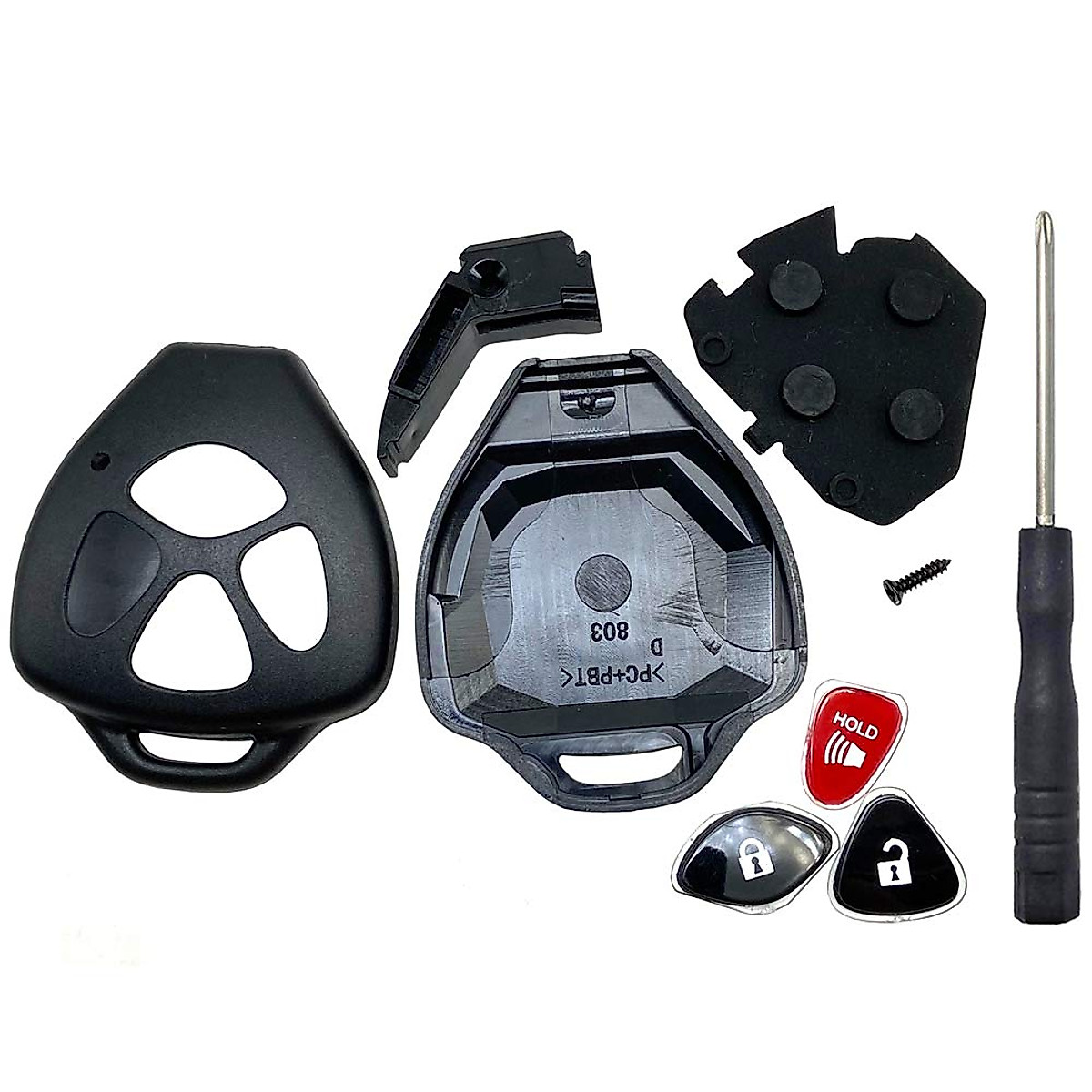 Cutting Not Required - 3 Buttons Replacement Key Fob Case Shell Fits for Toyota Scion TC RAV4 2008-2013 Avalon / 2007-2011 Camry / 2008-2013 Corolla / 2009-2014 Venza Key Cover