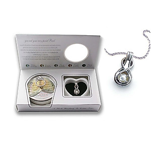 Pearlina Infinity Cultured Pearl Oyster Necklace Set Silver-tone Cage Locket W/Stainless Steel Chain 18"