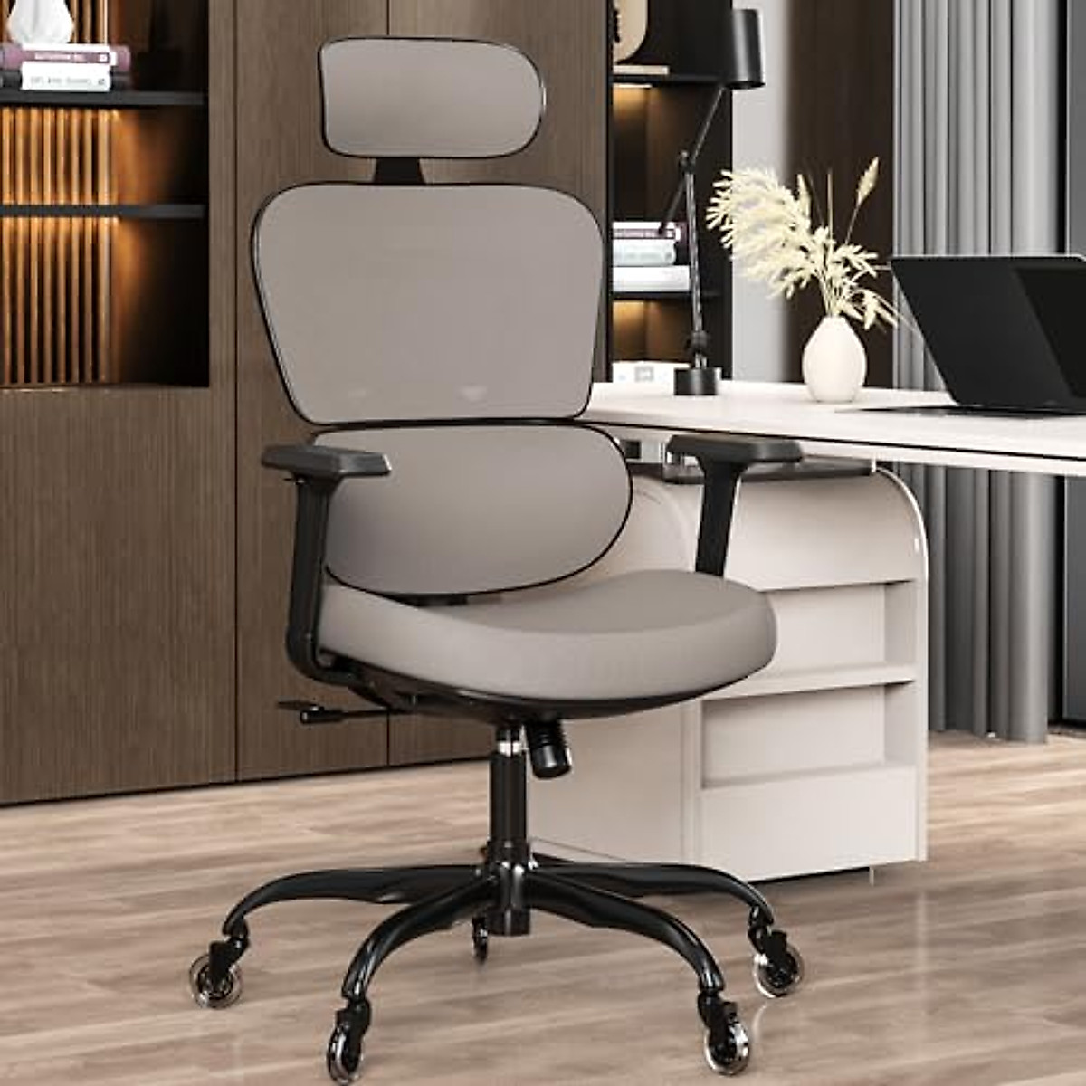 Ergonomic Office Chair - Mesh Office Chair High Back, Rolling Desk Chair, Executive Swivel Chair, Computer Chair with 3D Adjustable Armrest Headrest, 3D Lumbar Support, Blade Wheels