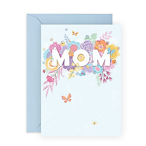 CENTRAL 23 Mom Birthday Card Floral - Pretty Greeting Cards For Women - Flowers - Gifts For Mother From Son Daughter - Anniversary Christmas Easter Mothers Day - Comes With Fun Stickers