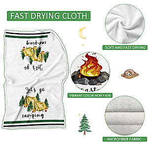 Camping Kitchen Towels Set of 4 Dish Towels Kitchen Hand Towels Kit Printed with Funny Sayings Novelty Gifts for Campers Happy Camper Camping Tent Pine Tree Farmhouse RV Decor Sign Home Decorations