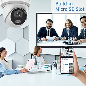 Hikvision IP Camera Turret Compatible DS-2CD2347G2-LU 2.8mm Lens 4MP Color-Vu Fixed Turret Network Camera H.265,130dB WDR,24/7 Colorful Imaging, PoE Camera, International Version