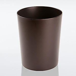 mDesign Round Metal Small 1.7 Gallon Recycle Trash Can Wastebasket, Garbage Container Bin for Bathrooms, Kitchen, Bedroom, Home Office - Durable Stainless Steel - Mirri Collection - Bronze