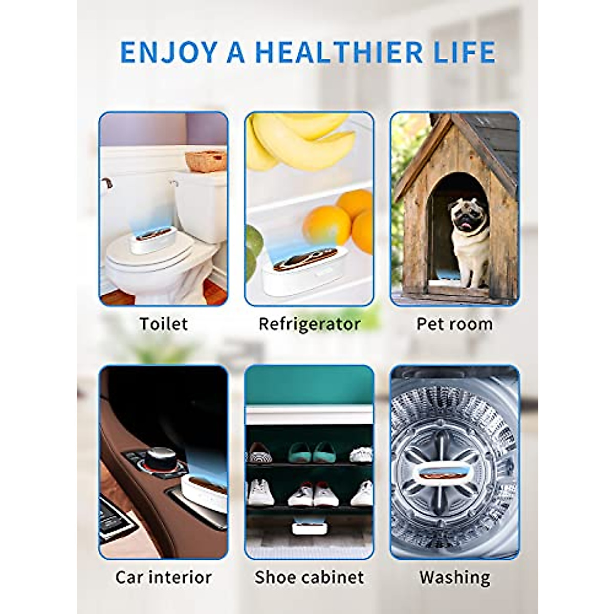 Zerosky Ozone Refrigerator Deodorizer, 20mg/H O3 Air Purifier Deodorizer, Natural Car, Shoe Deodorizer, Odor Eliminators For Home, Closet, Pet Home, Washing Machine, white