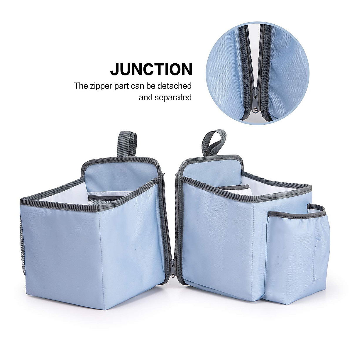 MOMIGO Baby Diaper Caddy Bag Stacker Organize - Nursery Storage Bin for Diapers, Wipes & Toys with Insulation Pocket - 2pcs Diaper Organizer for Crib Wall (Blue)