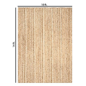 The Knitted Co. 100% Jute Area Rug 10x14 Feet Rectangle- Braided Design Hand Woven Natural Carpet - Home Decor for Living Room Hallways Bedroom (Natural, 10'x14')