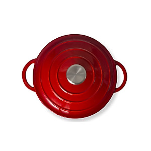Eternal Living Enameled Cast Iron Dutch Oven with Handles and Lid, 3 Quart Red