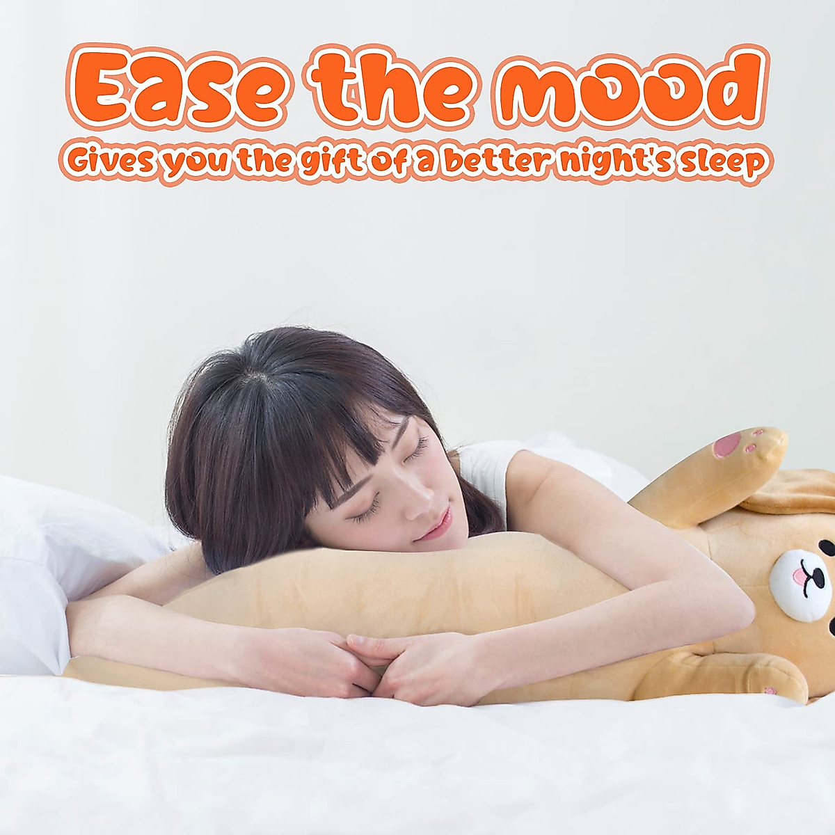 JEROKUMI Long Dog Plush Boby Pillow - 26” Cute Dog Body Pillow Kawaii Dog Plushie, Long Dog Plush Hugging Body Pillow for Kids Birthday Gifts for Girls and Boys (Labrador Plush)